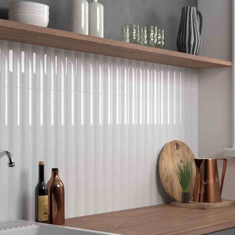 Vibe in Gesso White Ceramic Subway Tile 6.5 x 20cm | Gloss Wall Tile ...